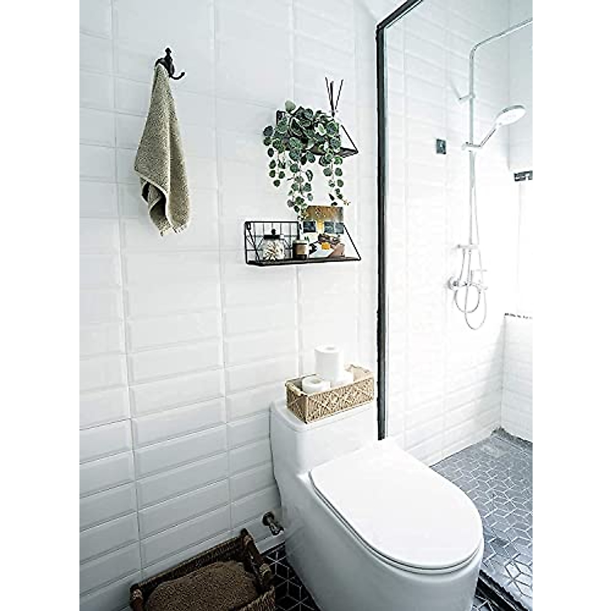 Mkono 5 Pack Set Wall Hanging Shelves 3 Pac Wood and Rope Shelves and 2 Pack Small Floating Shelves with Metal Basket Frame Home Decor Display Shelf for Bathroom, Bedroom, Living Room