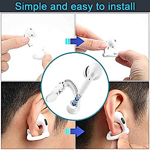 SUOFEIK 4 Pairs Ear Hooks Compatible with Apple AirPods 3, 1, 2 and Pro, Anti-Slip Anti-Drop Ear Covers AirPods Accessories for Running, Cycling and Other Activities (2White+2Transparent)