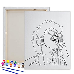 Essenburg Pre Drawn Canvas Paint Kit | Teen, Kids and Adult Sip and Paint Party Favor | DIY Date Night Couple Activity| Canvas Boards for painting| MUSIC (S 8x10 CANVAS ONLY)