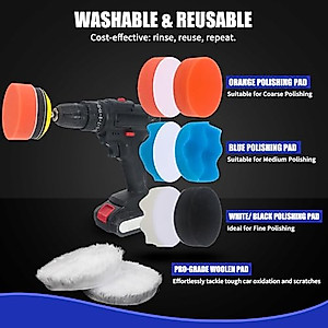 133 PCS Sanding Disc Drill Polishing Kit Sanding Attachment, 3 Inch Wet Dry Headlight Restoration Kit, Hook and Loop Sandpaper Buffing Pads with Rotary Tools for Car Wood Metal Glass Resin Expoxy