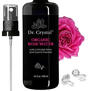 Rose Water for Face & Hair - CERES Certified Organic Rosewater. Facial Toner, Alcohol-Free Makeup Setting Hydrating Spray Mist. 100% Natural Anti-Aging Petal Rosewater by Dr.Crystal, 3.4oz Travel Size