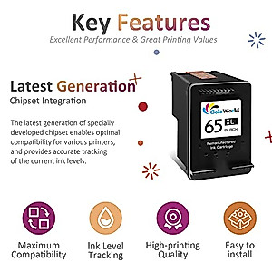 ColoWorld Remanufactured Ink Cartridge Replacement for HP 65XL 65 XL Work with Envy 5052 5055 5000 5012 5010 5020 5030 DeskJet 2600 2622 2652 3722 3755 3752 2640 2635 AMP 120 100 Printer (1 Black )