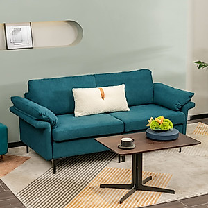 KOMFOTT 72.5” Loveseat Sofa Couch, Modern Love Seat with Removable Armrest Pillows, Steel Frame Legs & Cozy Cushions, 2-Seat Sofa Couch for Living Room and Apartment (Teal)