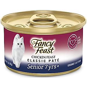 Fancy Feast High Protein Senior Gravy Wet Cat Food, Chicken Feast Classic Paté Senior 7+ Pack of 12 Cans (3 oz.) with Healthier Paws Sticker