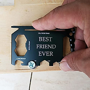 Gifts for Friend Birthday Gift Ideas for Men Him, Cool Gadgets Christmas Presents, Stocking Stuffer for Men, Wallet Multitool - All In One Card Tool for Everyday Survival (Best Friend EVER)