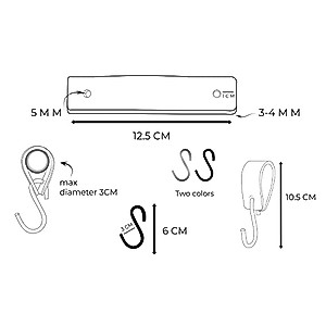 Brute Strength - Multifunctional Leather S-Hooks - Cognac - 6 Pieces - S Shaped Hooks - Coat Hook - Leather Hooks - Leather s Hooks - Black s Hooks - Kitchen Hooks