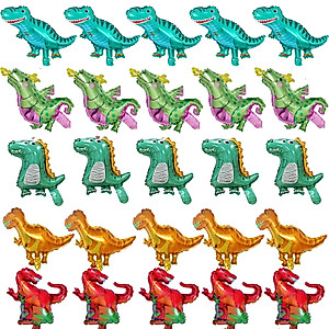 25Pcs Mini Dinosaur Balloons Foil Mylar Balloon Baby Dinosaur Balloons for Birthday Party Girl Dino Balloons for Dinosaur Party Decorations Dinosaur Baby Shower Decorations for Boy