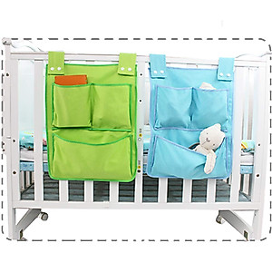 SiyuXinyi Pockets Bedside Storage Bag Caddy Hanging Diaper Organization for Baby Essentials, Hang on Crib, Practical Hanging Storage Bag， Suitable Dormitory, Double Bed, Bedside Storage！（Blue）