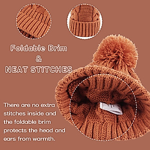 Zsedrut Baby Winter Beanie for Girls Boys Infant Toddler Warm Knit Twist Hat with Pompom (White+Black+Caramel, 0-6 Months)