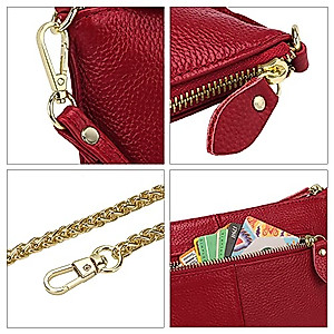 Uromee Wristlet Wallet Clutch Purses for Women Genuine Leather Crossbody Bag Handbag with Detachable Shoulder Chain