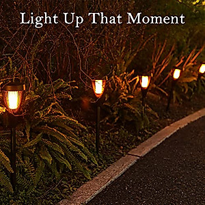 LUSHARBOR Solar Outdoor Lights, Solar Torch Lights with Flickering Flame, 12 LED Waterproof Solar Lights Auto On/Off Outdoor Landscape Decor Flame Lights for Garden, Patio, Yard, Driveway, 4 Pack