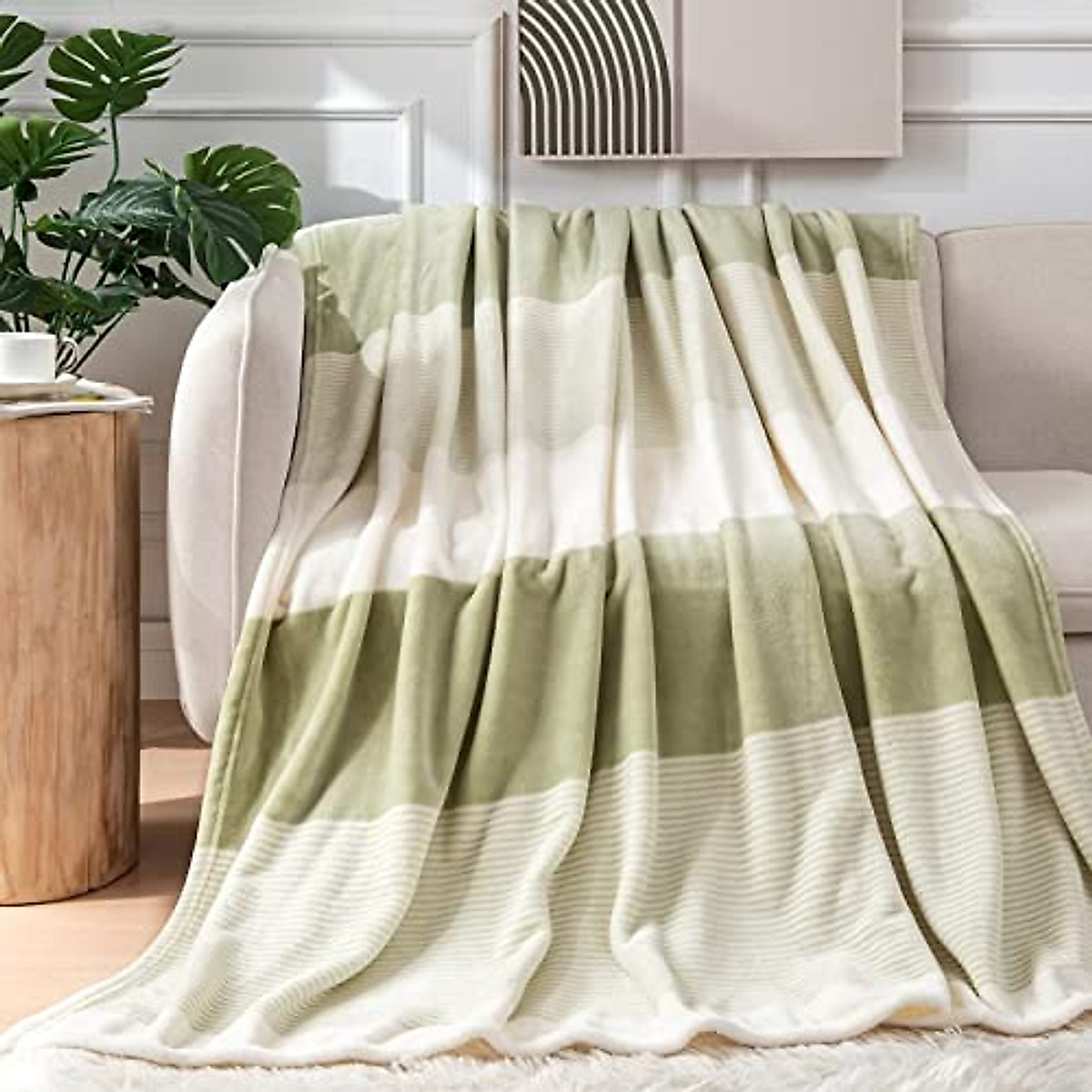 Homlike Moment Throw Blanket for Couch Sage Green, Soft Cozy Fleece Lightweight Blankets, Warm Plush Fuzzy Flannel Throws for Sofa/Bed, 50x60 Inches