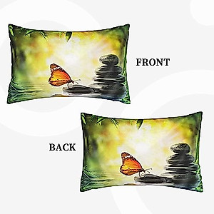 MENEAU Relaxation with Massage Stones in Water with Bamboo Men Women Pillowcase for Sofa Couch Bed Chair 14"X20"