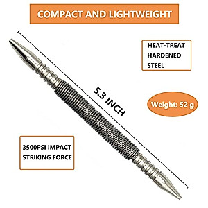 WHLLING 2-Piece Dual Head Combo Nail Setter, Double Ended 3/32″& 1/8″Spring Nail Set, 3500 PSI Striking Force Hammerless Nail Set Punch