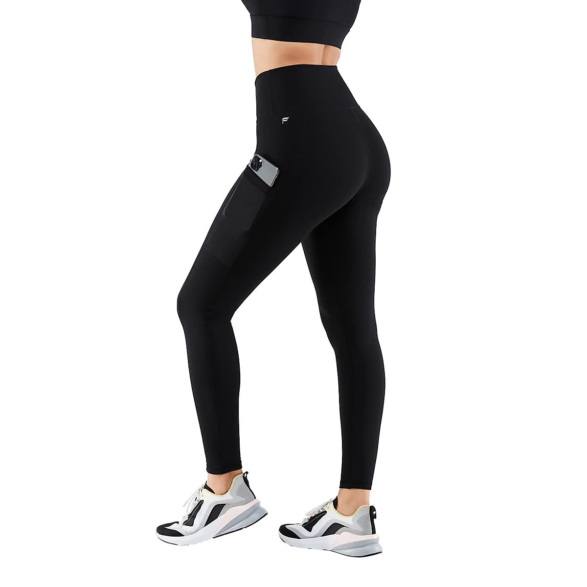Fabletics Women's On-The-Go PowerHold® High-Waisted Legging, Maximum Compression, Flattering, M/Regular | 27, Black