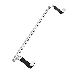 Mziart Towel Bar with Hooks for Bathroom and Kitchen, Brushed Stainless Steel Towel Hanger Over Cabinet Door (14inch)