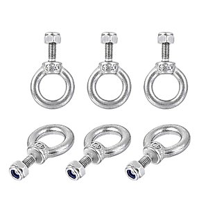 uxcell Lifting Eye Bolt M4 x 11mm Male Thread with Hex Screw Nut for Hanging Securing Chain Wire Rope, 304 Stainless Steel, 6 Sets