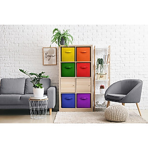 Sorbus Fabric Storage Cubes - 6 Foldable Storage Bins for Organizing Pantry, Cubbies, Toy Box - Clothes Storage & Closet Organizer - 11 Inch Collapsible Cube Baskets for Shelves with Handle