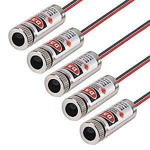 UMLIFE 5pcs 650nm 5mw Laser Head Laser Tube Adjustable Focus 3~5V Red Laser Tube for Sight Positioning Sighting Telescope (Dot)