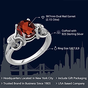 Gem Stone King 925 Sterling Silver Oval Gemstone Birthstone Engagement Ring | Oval 9X7MM | Wedding Anniversary Promise Ring For Women | Available in size 5, 6, 7, 8, 9