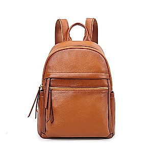 Kattee Genuine Leather Backpack Purse for Women Multi-functional Elegant Daypack Soft Leather Shoulder Bag Office, Shopping, Trip - Brown