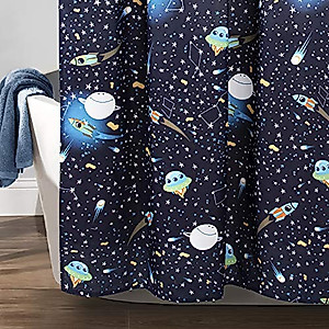 Lush Decor Universe Shower Curtain, 72" x 72", Navy