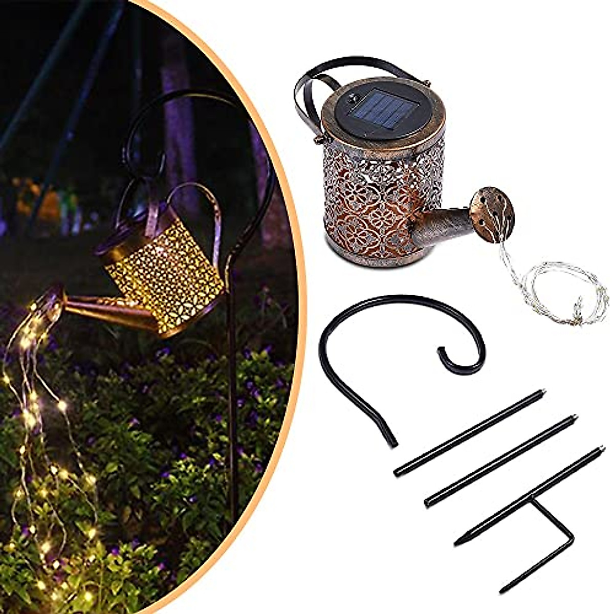 Solar Watering Can Light,Bunch Lights Waterproof Waterfall String Lights, Outdoor Garden Fairy Light Decor for Home Yard Patio