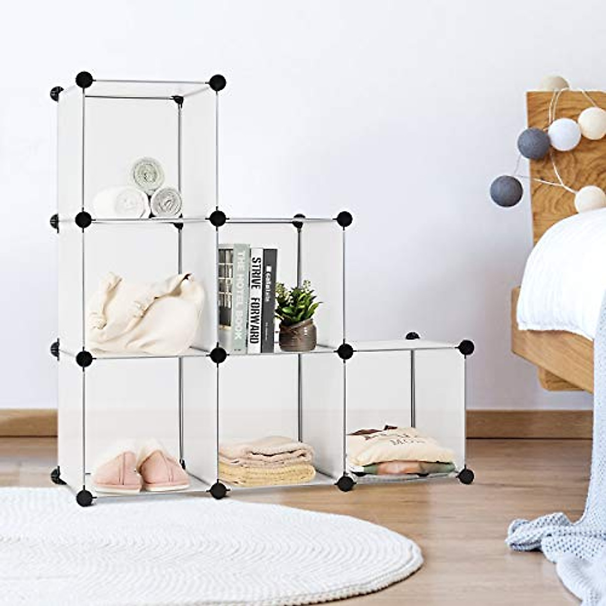 Tangkula 6 Cubes Storage Organizer, DIY Plastic PP Closet Cabinet w/Rustproof Steel Frame, Portable DIY Modular Storage System w/Hammer for Toys, Books, Shoes Indoor Use