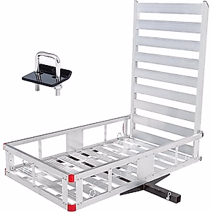 MaxxHaul 80779 50" x 29.5" Trailer Hitch Mount Aluminum Cargo Carrier With High Side Rails With 47" Ramp For RV's, Trucks, SUV's, Vans, Cars - 500 lb. Capacity