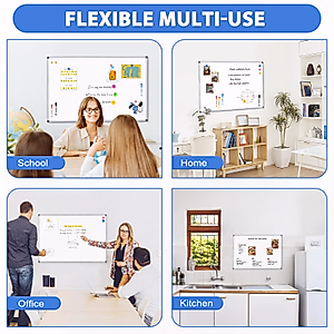 WALGLASS Magnetic White Board, 36" x 24" Double-Sides Dry Erase White Board for Wall, Hanging or Mounted Whiteboard, Horizontal or Vertical, Silver Aluminium Frame, Home, School, Office, Kitchen