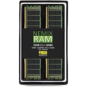 NEMIX RAM 32GB (2X16GB) DDR4 3200MHZ PC4-25600 2Rx8 1.2V CL22 288-PIN ECC RDIMM Registered Server Memory KIT