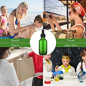 Epakh 100 Pack Glass Dropper Bottles, 2 oz Tincture Vials with Eye Droppers for Essential Oils, Liquids, Leakproof Travel Bottles (Green)