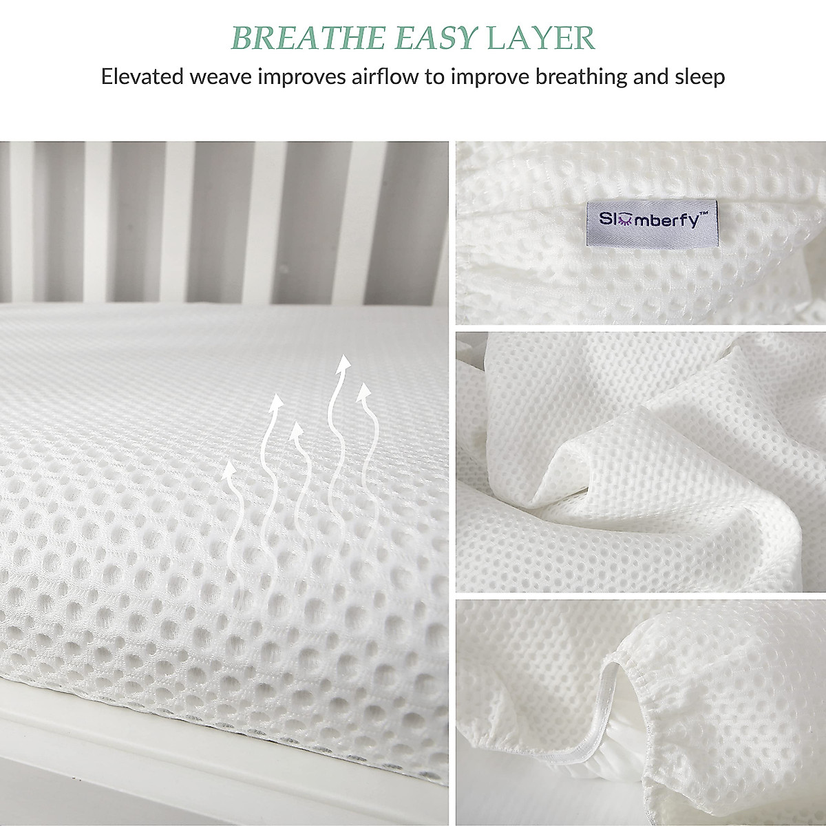 Breathable Mini Crib Waterproof Mattress Protector Pad- Hypoallergenic - Noiseless - Washable- Breath Easy, Babies and Toddlers, Lab Tested - Mini Crib Size 24"X38" by Slumberfy