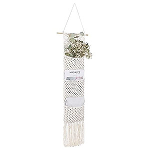 Navaris Macrame Wall Holder Storage - Hanging Decor Organizer for Door or Walls - Boho Decoration with 3 Large Pockets to Hang Over Doors or On Wall