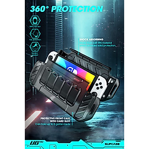 SUPCASE for Nintendo Switch OLED 2021 Case with Front Cover (Unicorn Beetle Forma), [Military-Grade Protection] [5 Game Card Storage Slots] Slim Protective Cover Accessory for Switch OLED, FrostBlack