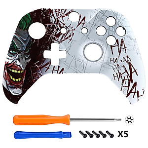eXtremeRate Clown Hahaha Patterned Front Housing Shell Case for Xbox One S/X Controller, Soft Touch Faceplate Cover Replacement Kit for Xbox One S/X Controller (Model 1708) - Controller NOT Included