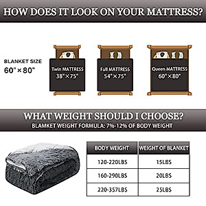 yescool Faux Fur Weighted Blanket 60"x80" 20lbs,Fuzzy Cozy Shaggy Weighted Blanket Queen Size for Adult，Fluffy Sherpa Comfy Heavy Blanket for Women Men,Warm Soft Plush Grey Blanket for Couch Sofa Bed