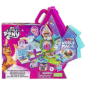 My Little Pony Mini World Magic Epic Crystal Brighthouse Toy, Buildable Playset with 5 Collectible Figures, for Kids Ages 5 and Up