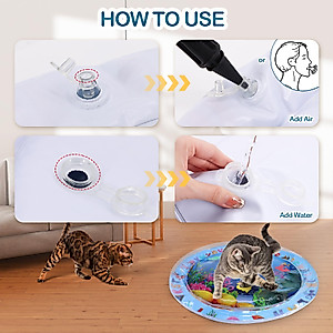 Water Sensory Playmat for Cats, Thickened Upgraded Cat Dog Toys Bored Pet Animals Cat Kicker Toys Self Play Mat, Interactive Toys Pet Water Sensory Mat Pad Pet Cooling Mat Indoor Outdoor Exercise