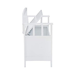 Linon White Bench Cynthia Flip-Top Lid and Hidden Storage Space