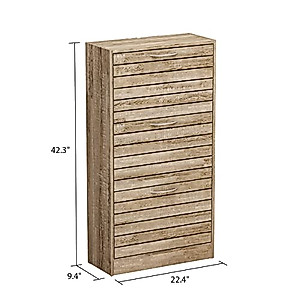AGOTENI Shoe Cabinet, Natural Narrow Shoe Cabinet with 3 Flip Doors & Adjustable Shelf, Modern Shoe Storage Cabinet for Entryway Hallway (22.4”W x 9.4”D x 42.3”H)
