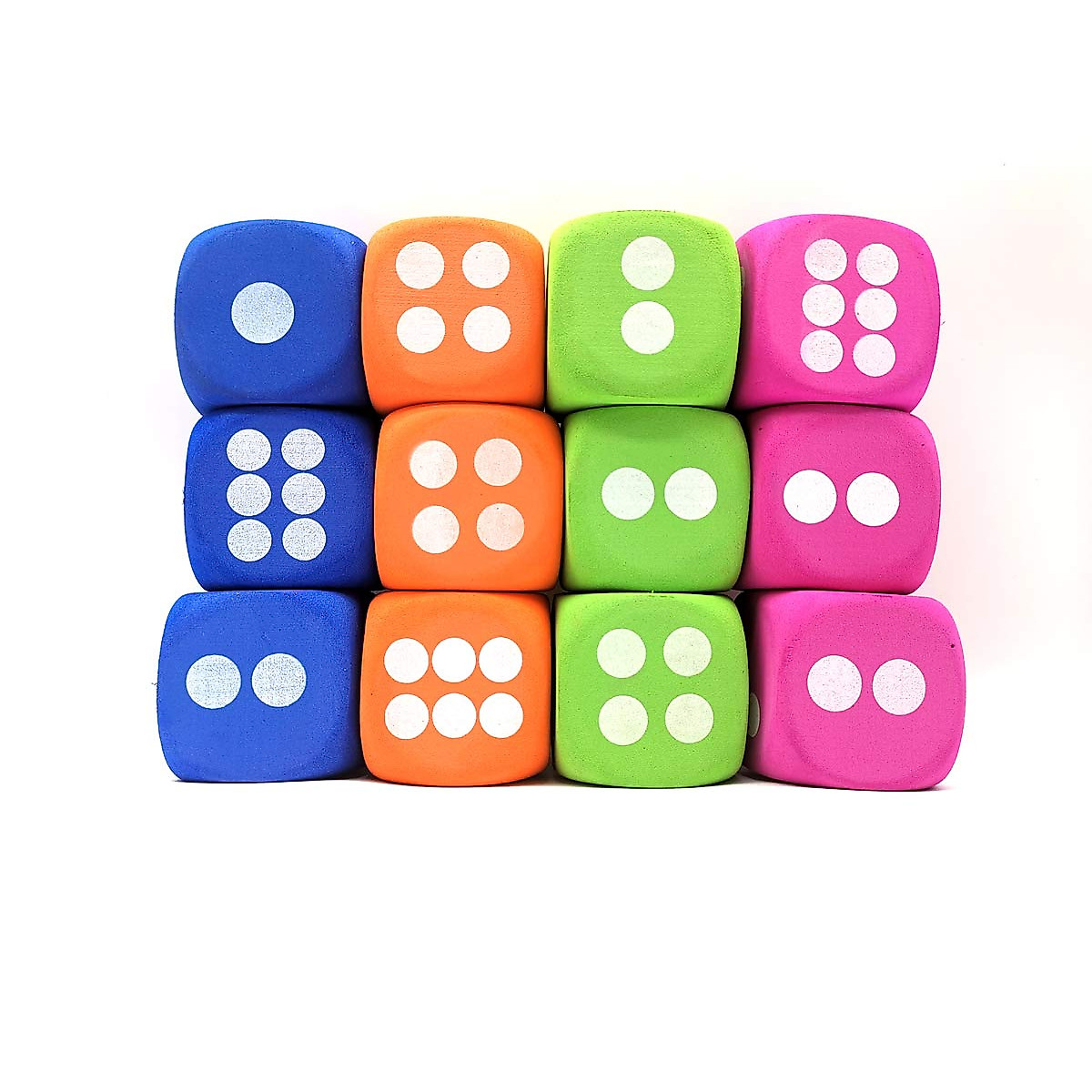 Qidiwin Jumbo EVA Dices, Giant Dot EVA Foam Dices for Kids Building Blocks,Educational,Party Suppliers, 4 Color,12PCS