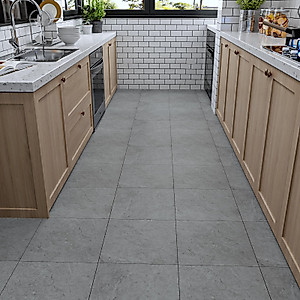VaryStyle 20 Pack Waterproof Vinyl Flooring Tiles 12"x12" Classic Grey Concrete Peel & Stick Self Adhesive Removable Tiles for Kitchen, Basement, Bedroom
