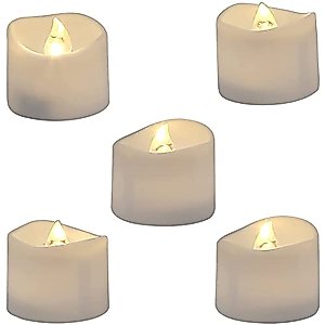Homemory Flameless Tea Lights Candles, Last 5 Days Longer Battery Operated LED Votive Candles, Flickering Tealights with Warm White Light for Wedding, Valentine's Day, Halloween, Christmas, Set of 12