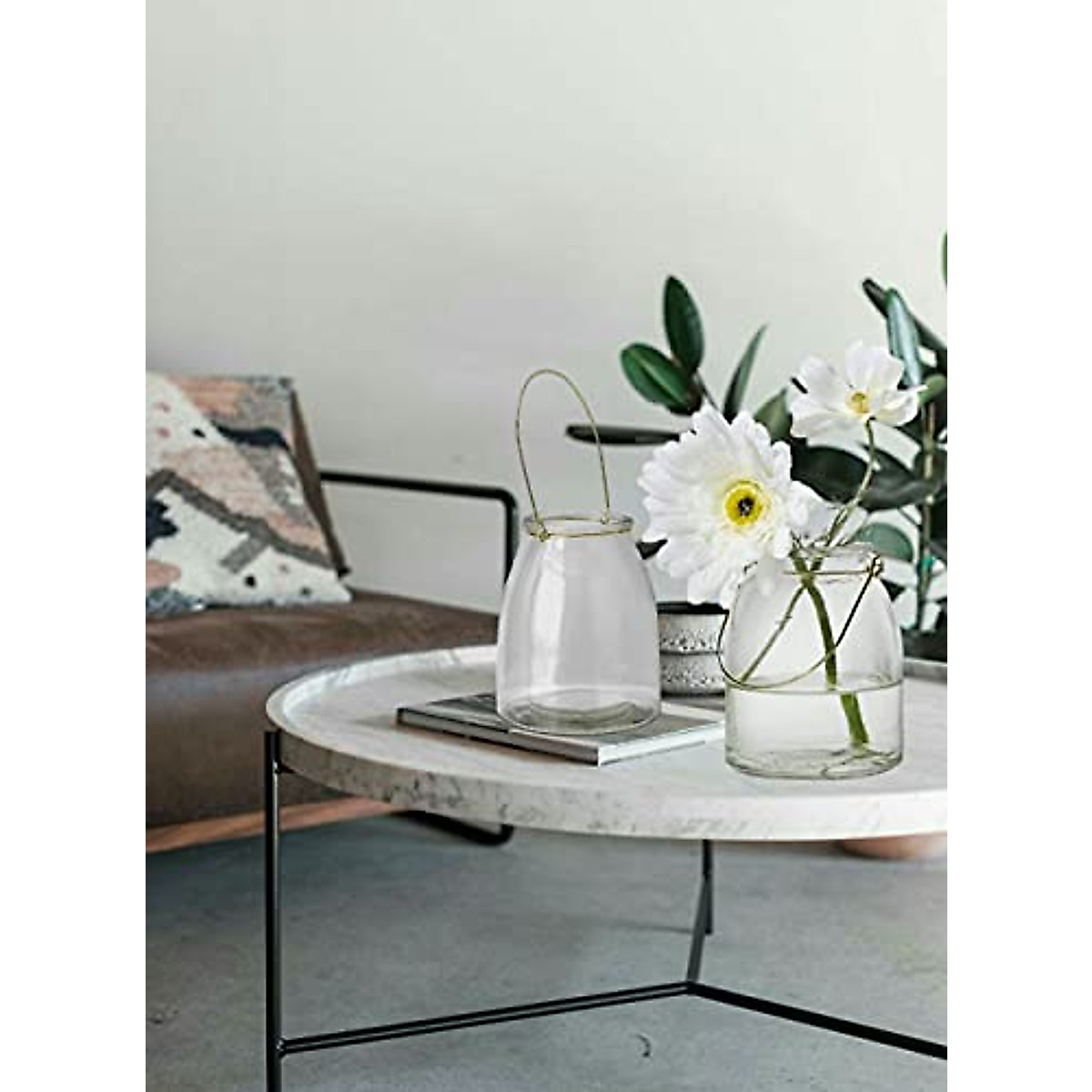 Serene Spaces Living Hanging Glass Jar for Wedding, Parties, Events, Patio, Use as Hanging Glass Lamp or for Flowers, Measures 6" Tall and 5" Diameter, Sold Individually