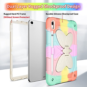 WESADN for iPad 10th Generation Case 2022 with Kickstand Lanyard Keychain Pencil Holder Rugged Heavy Duty Case for Girls Kids Cute Protective Tablet Cover for iPad 10th Gen 10.9 inch 2022 Rose Gold