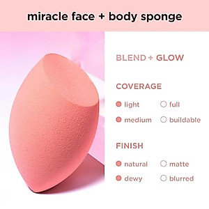 Real Techniques Miracle Face + Body Sponge, XL Makeup Blending Sponge For Whole Body, Ideal For Foundation, Body Makeup, & Self Tanner, Cruelty Free & Vegan, Latex Free, Packaging May Vary, 1 Count