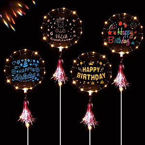 36 Pieces Clear Balloons DIY Transparent Balloons with Birthday Stickers Bobo Balloons for Stuffing LED Light Globus Transparent Stickers Balloons Wedding Party Birthday