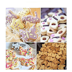 NELJIBEHU Butterfly cookie cutter, 5-piece mini stainless steel cookie cutter set, used for DIY baking cake craft pastry baking tray decoration