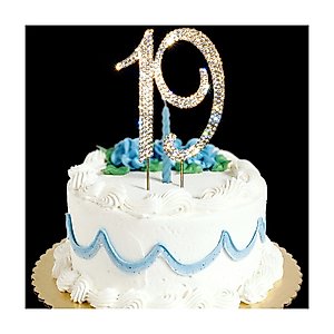 19 cake topper Premium Bling Rhinestone Diamond Gems for Birthday or Anniversary Party Decoration Ideas
